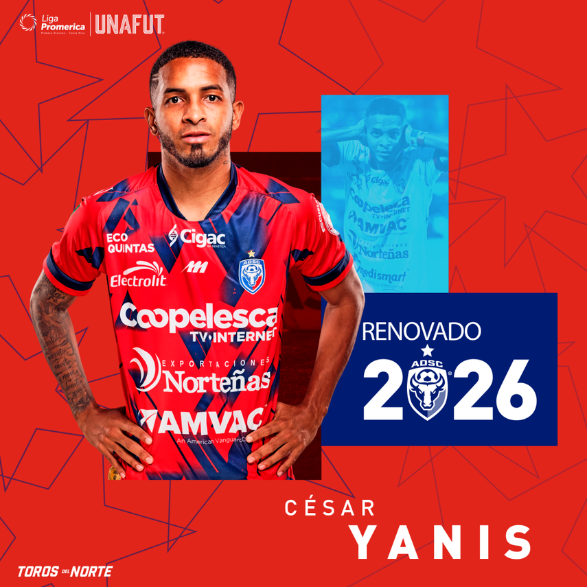 César Yanis renovó su contrato con el AD San Carlos hasta el 2026