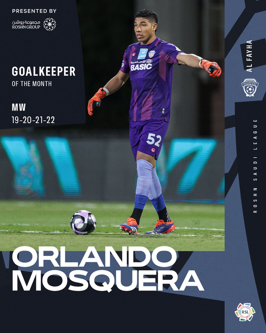Orlando Mosquera brilló en febrero y fue elegido como el arquero del mes
